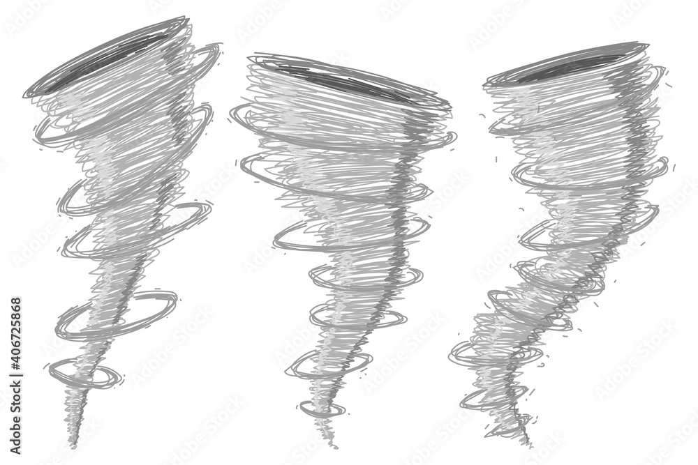 Tornado, typhoon vector cartoon set isolated on a white background ...