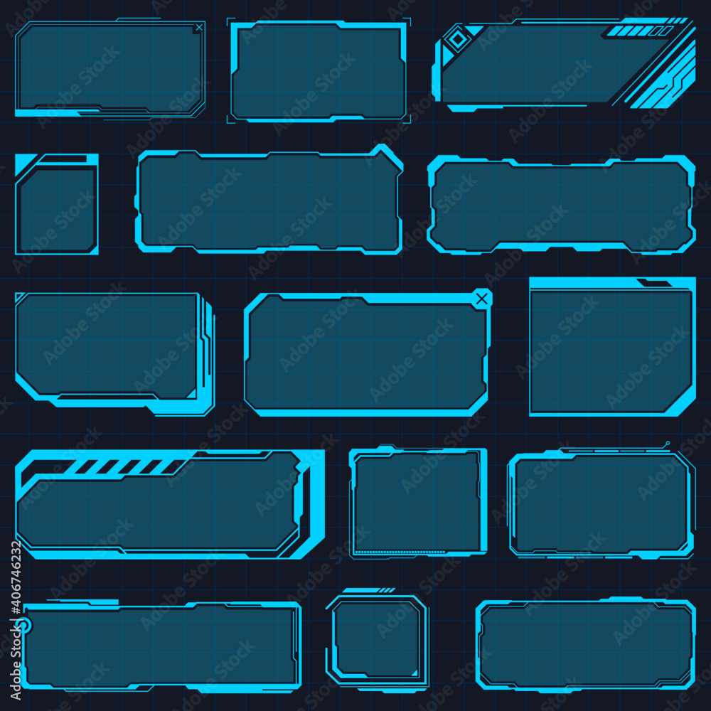 Hud frames. Digital futuristic hud interface panels, hologram high tech ...