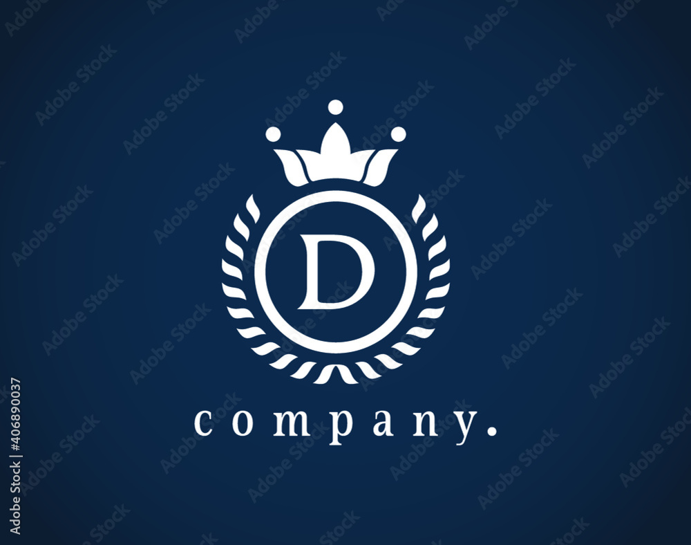 Letter D Loral Wreath Luxury Crown Monogram template. Elegant wreath ...
