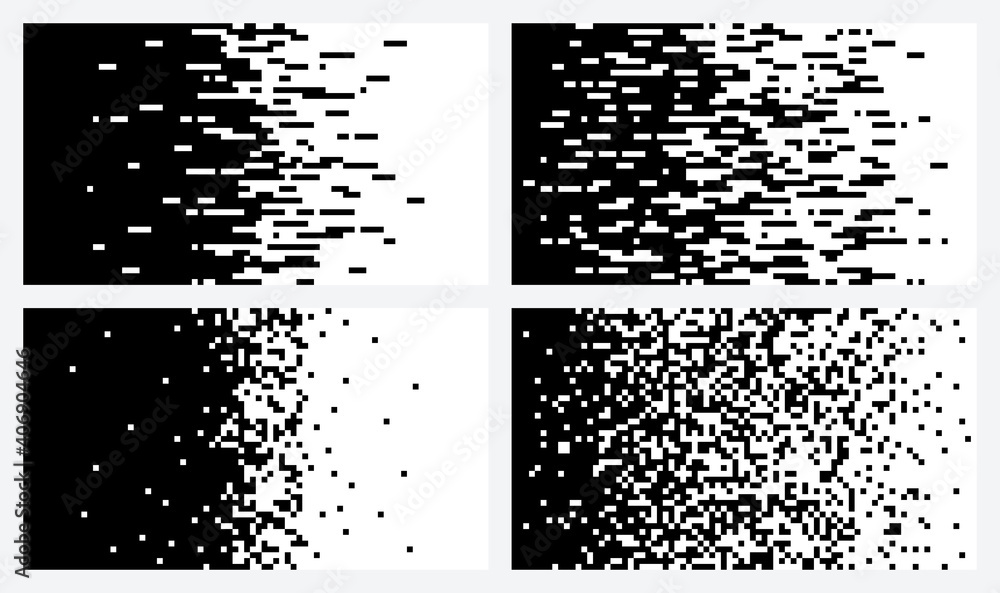 Pixel gradient. Smooth transition from black to white. Random ...