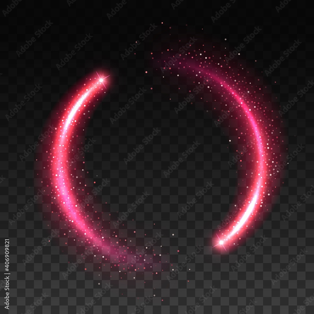 Pink sparkle circle realistic vector of glittering star light effect on ...