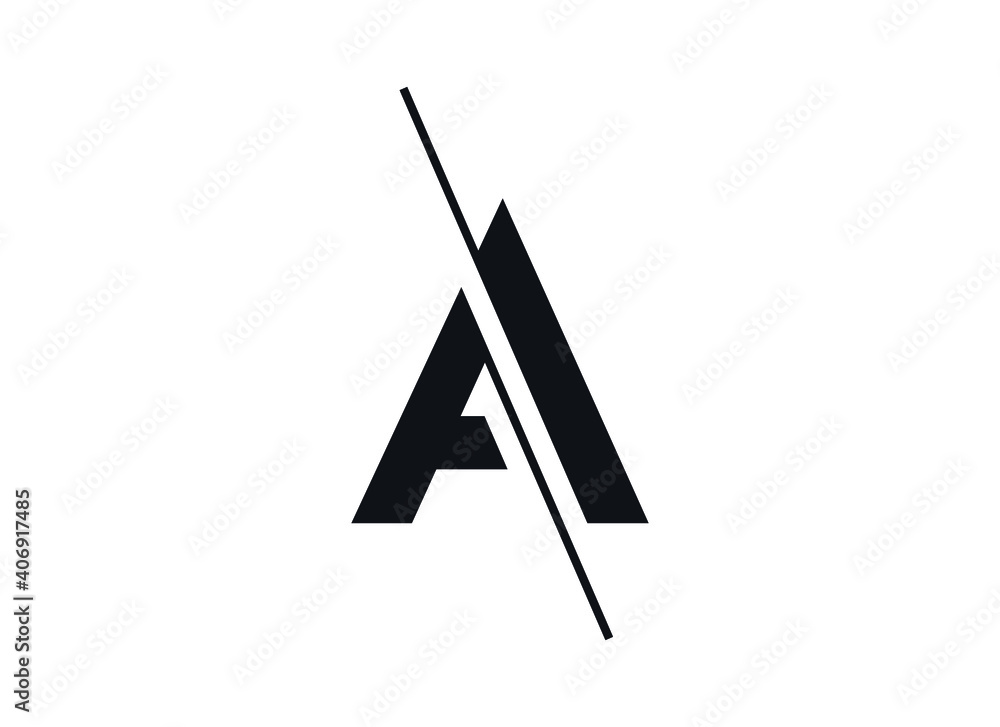 Letter A logo design in a moden style with cut out slash and lines ...