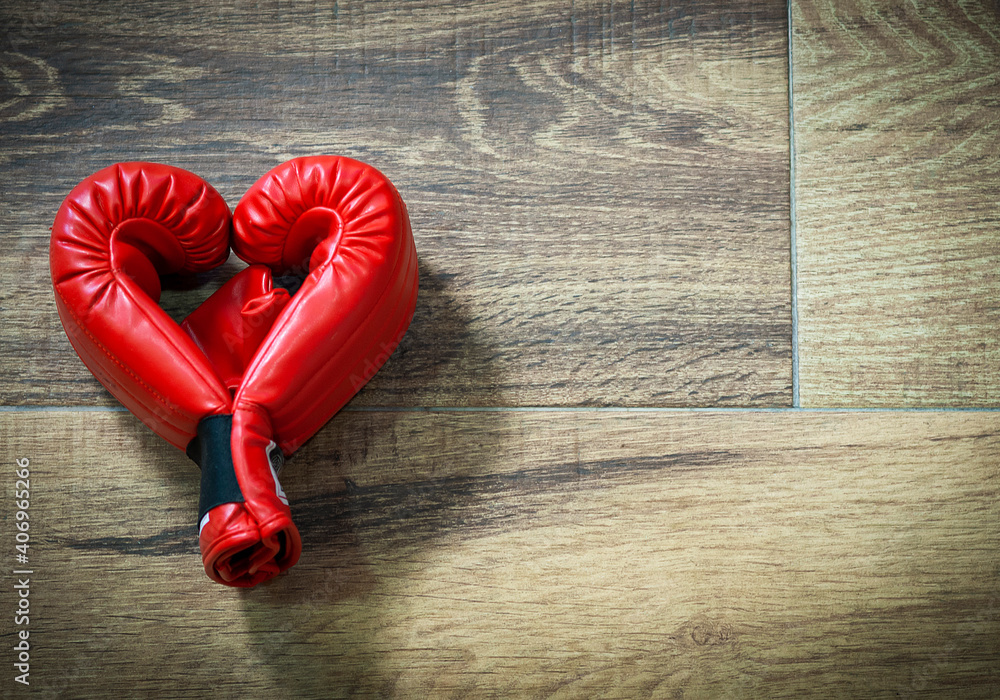 Gym background and fitness equipment and valentine concept. Boxing ...