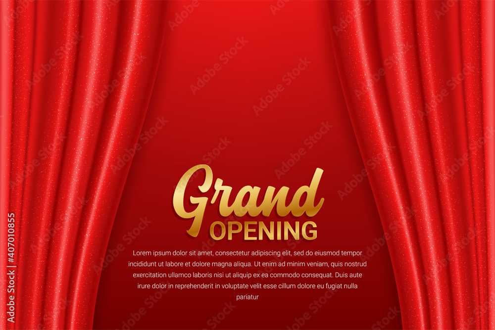 grand opening template with red curtain Stock Vector | Adobe Stock