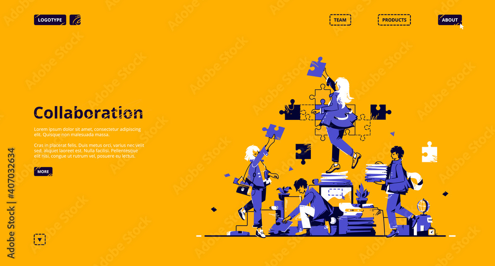 Collaboration and teamwork landing page. Concept of partnership ...