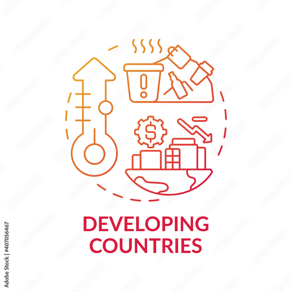 Developing countries concept icon. Negative invironment impact idea ...