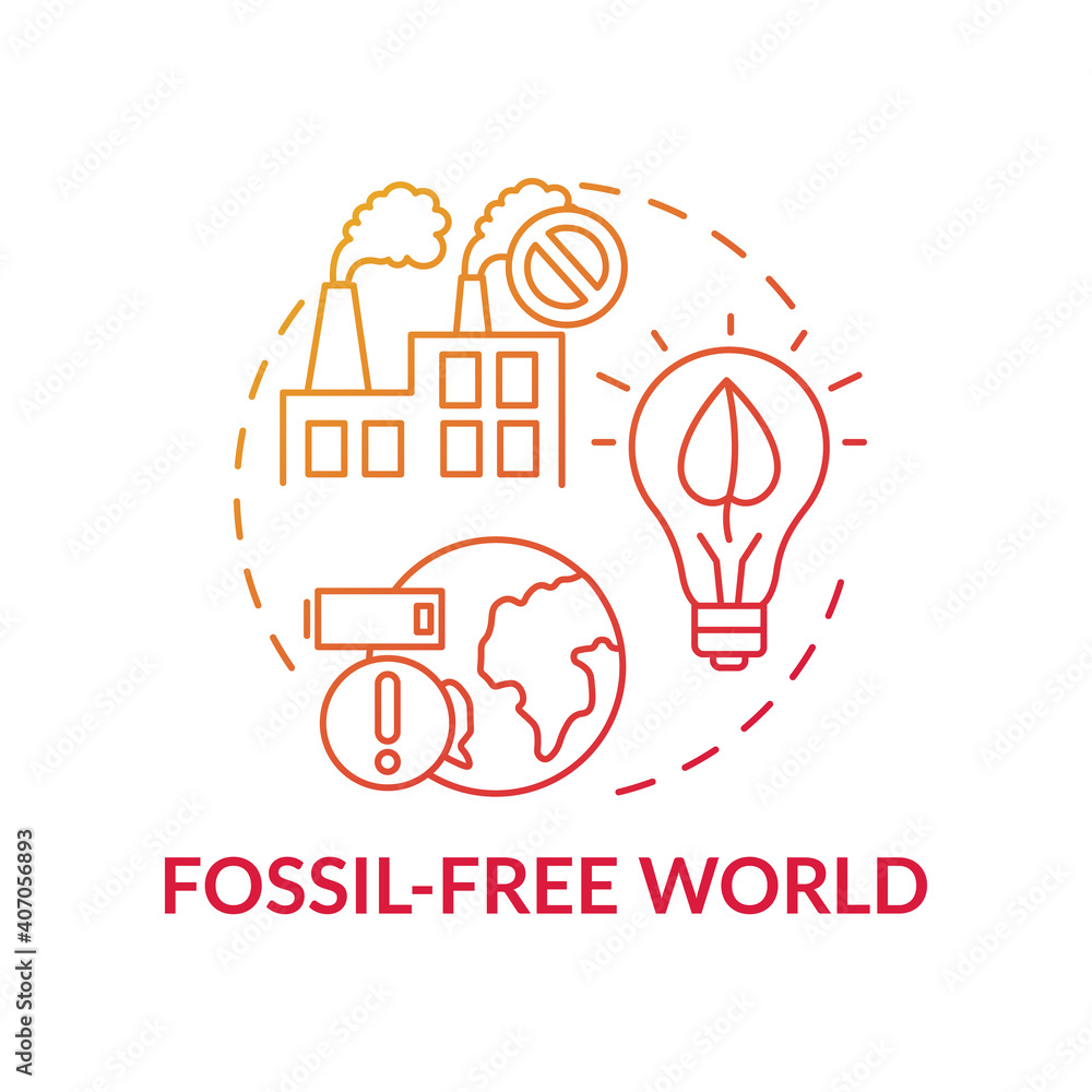 Fossil-free world concept icon. Climate justice thin line illustration ...