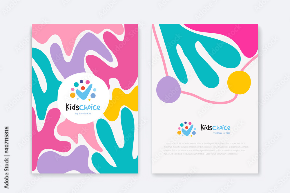 Kids Arts logo and stationery vector. Cute kids multi colored cover ...