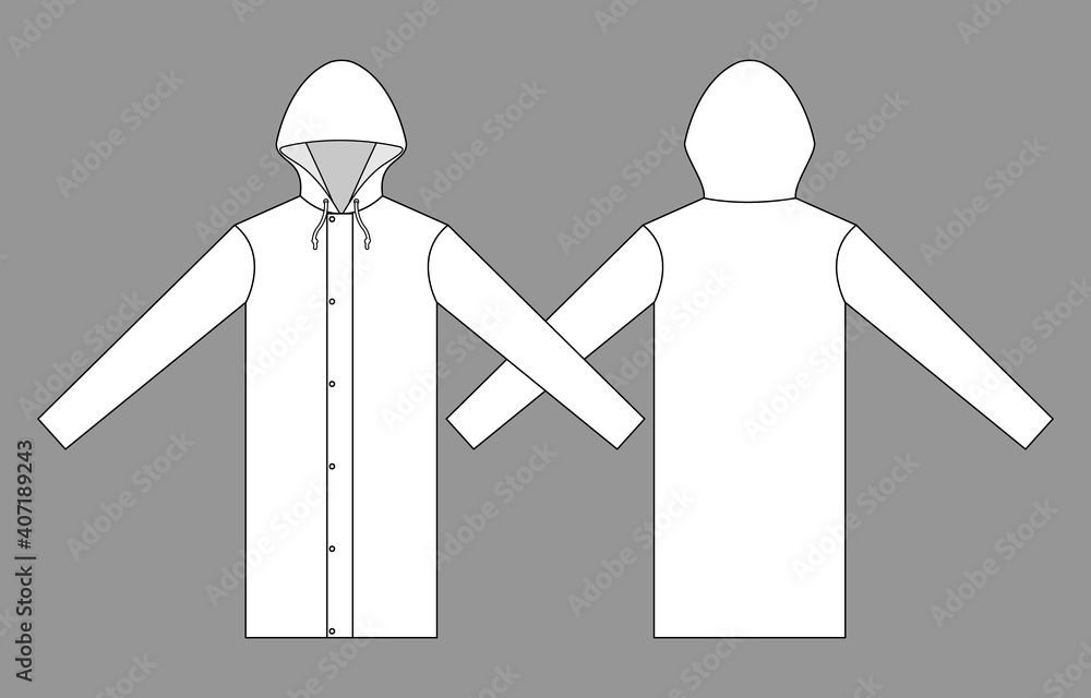 Blank White Raincoat Suit For Template on Gray Background. Front and ...