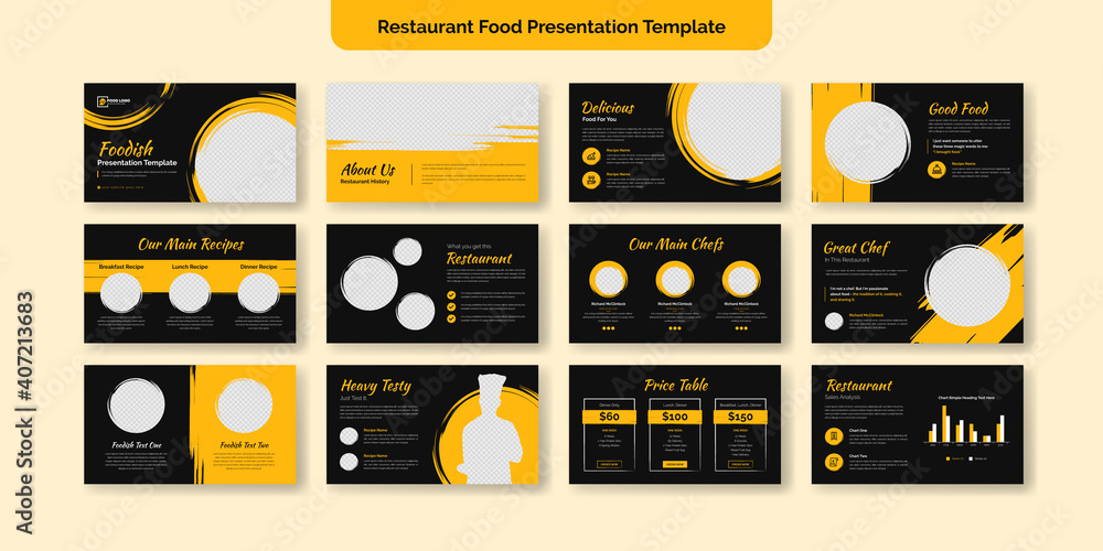 Restaurant Food PowerPoint Presentation Slide Template Design. Use for ...