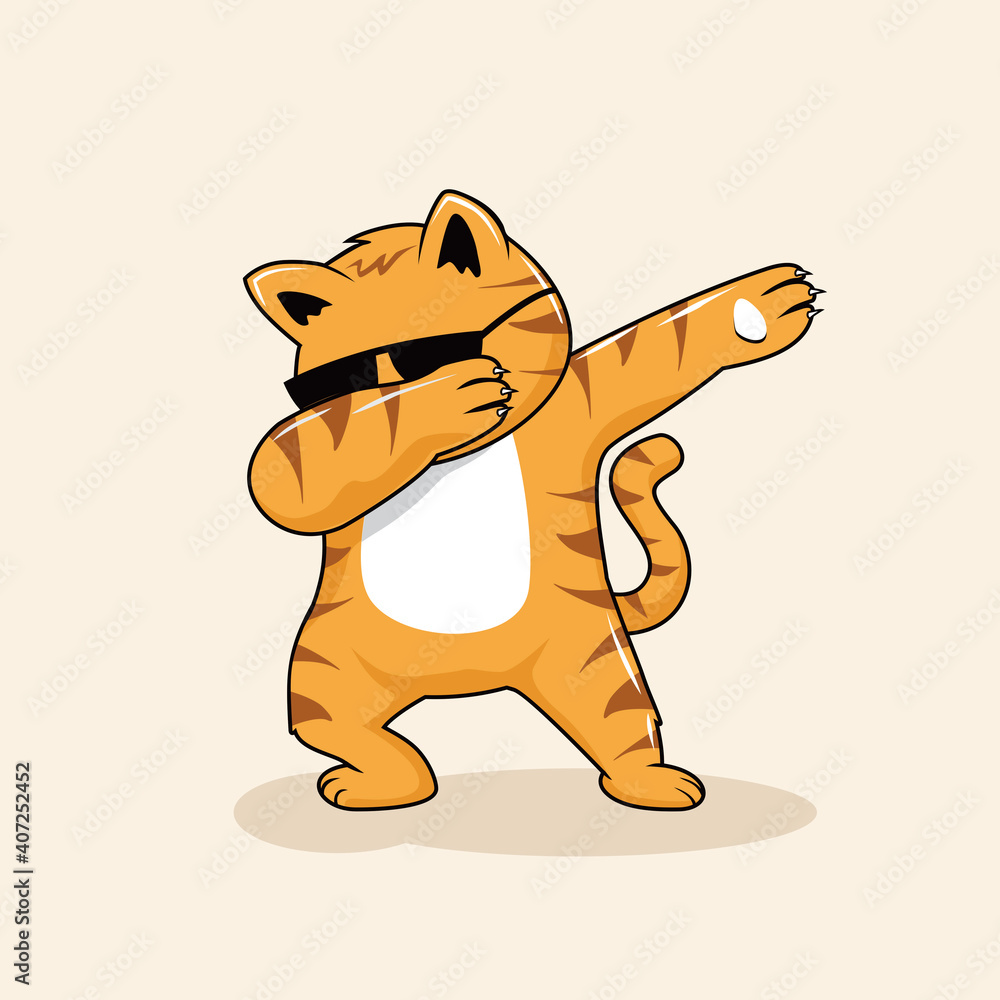 Cat Dabbing Dance Cartoon Kitty Dab Animals Stock Vector | Adobe Stock