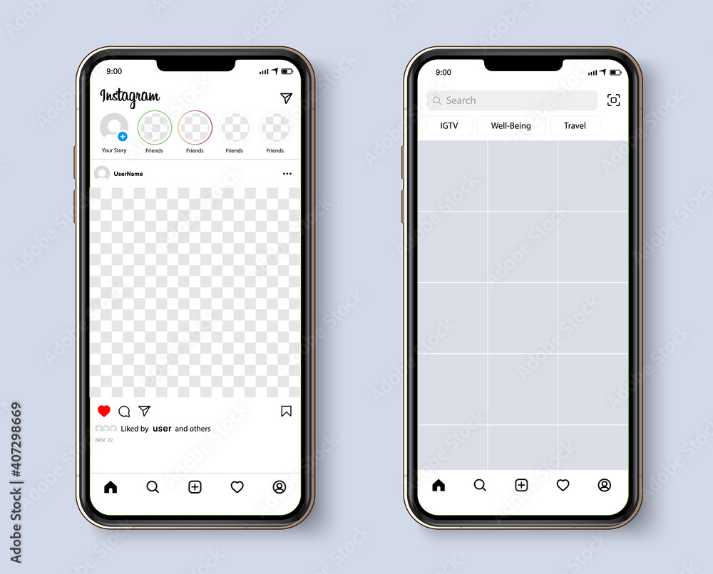 Stockvektorbilden Instagram post template on apple iphone mockup ...
