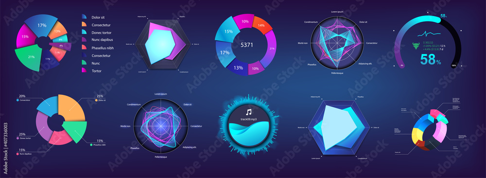 Modern Pie chart and circle infographic collection for Web, UI, UX, KIT ...