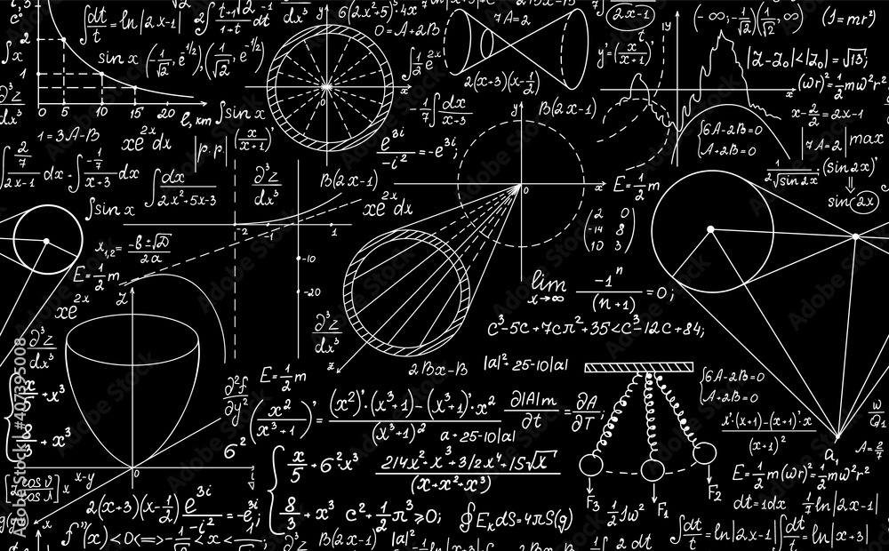 Mathematical scientific vector seamless pattern with equations ...