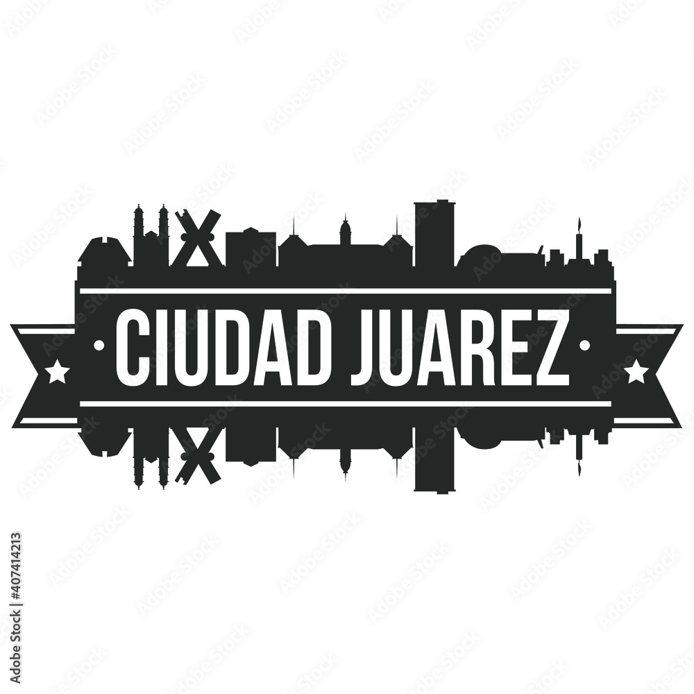 Ciudad Juarez Mexico Skyline Silhouette Design City Vector Art Famous ...