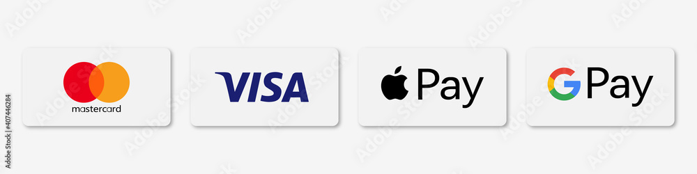 Buttons of popular payment systems. Buttons for a website are ...