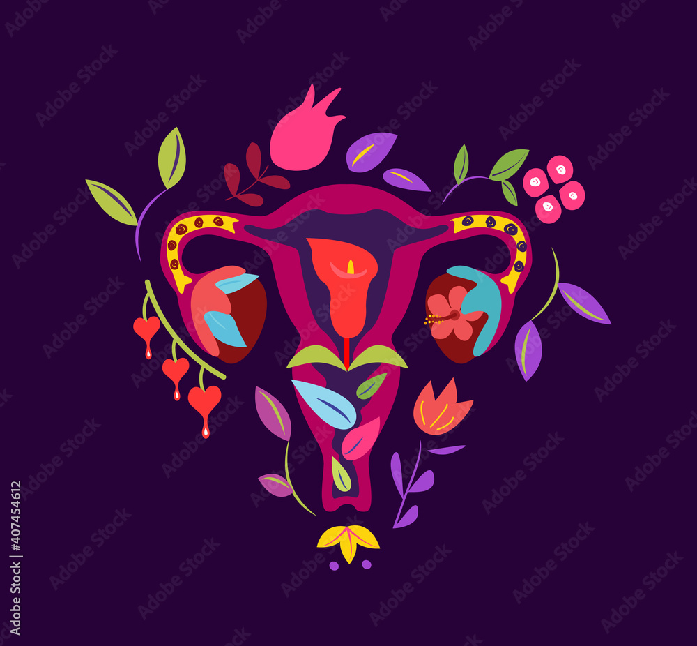 Beautiful Female Reproductive System,Flowers.Floral Feminine Gynecology ...