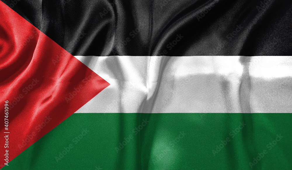 Palestine flag wave close up. Full page Palestine flying flag. Highly ...