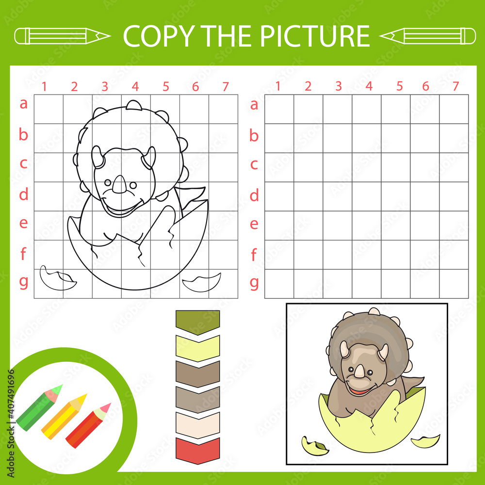 Drawing tutorial. Draw a dinosaur. Activity page. Worksheet for kids ...