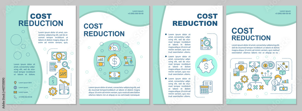 Stock-Vektorgrafik „Cost reduction brochure template. Decrease market ...