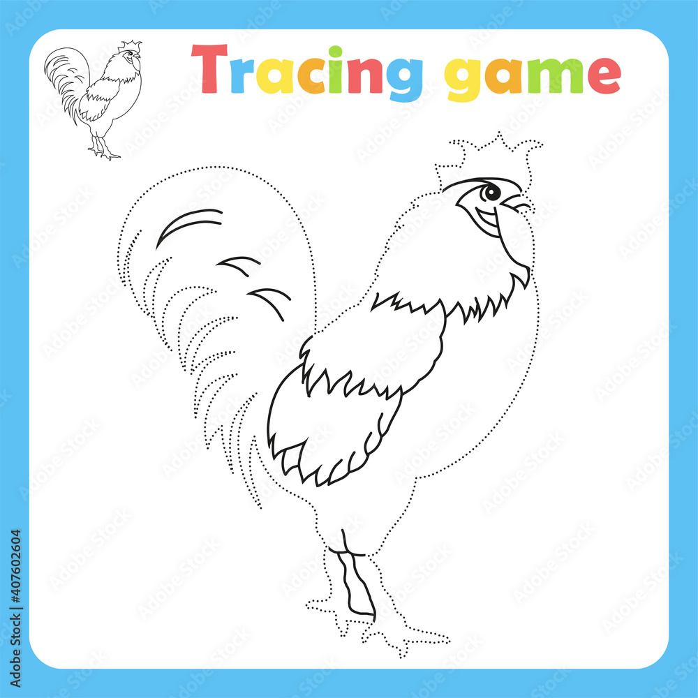 Tracing game for kids. Coloring page. Vector illustration isolated on ...