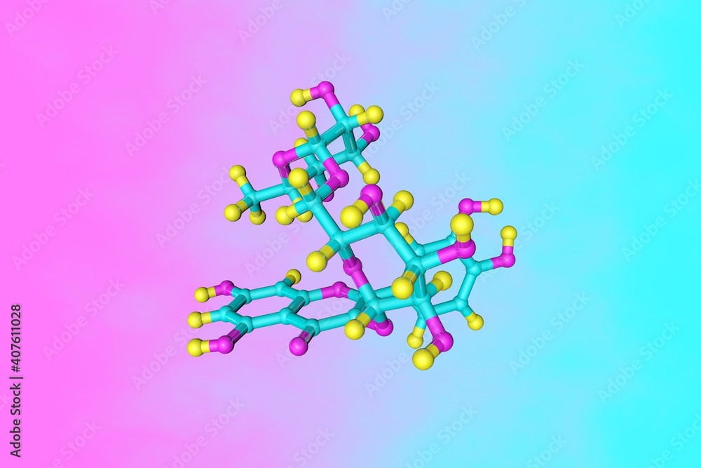 Molecular model of rutin (rutoside, rutinoside, vitamin p), a ...