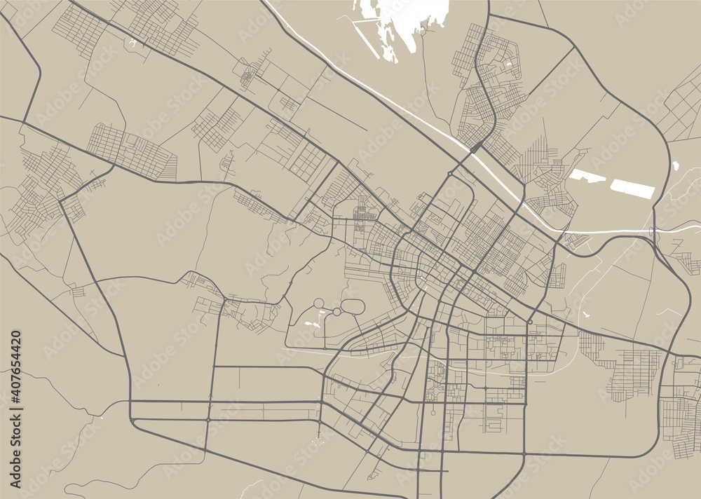 Detailed map of Ashgabat city, linear print map. Cityscape panorama ...