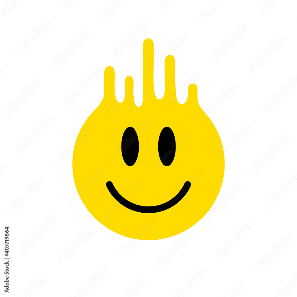 Melting smile. Dripping smile. Smile icon. Yellow smile. Smiley on ...