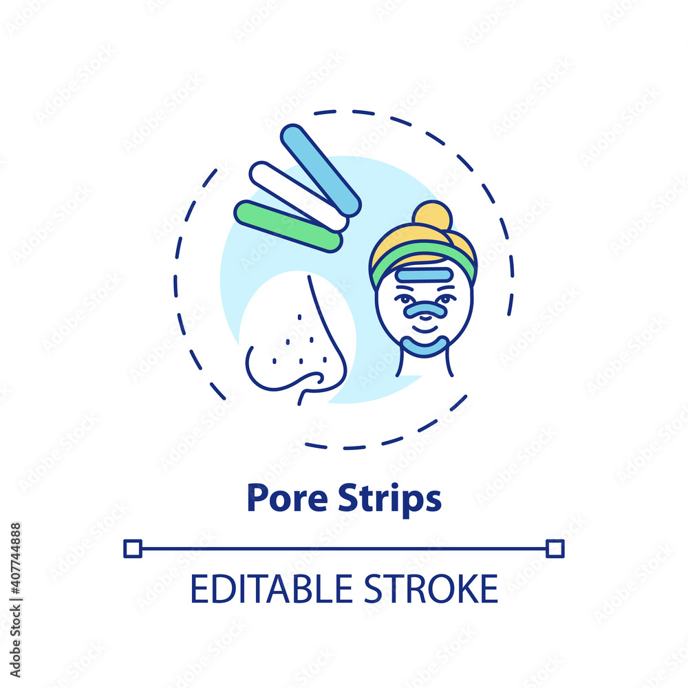 Pore strips concept icon. At-home face care procedure idea thin line ...