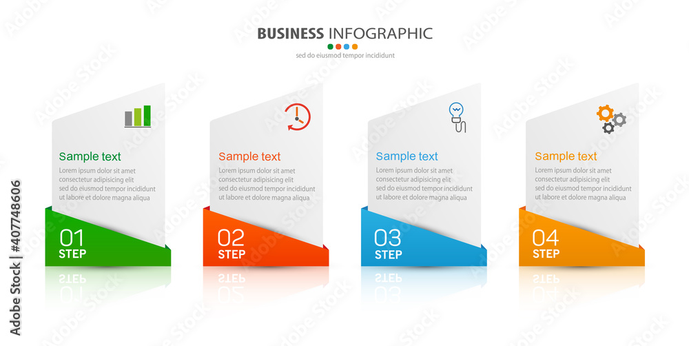 Infographic business design vector template with 4 options, steps or ...
