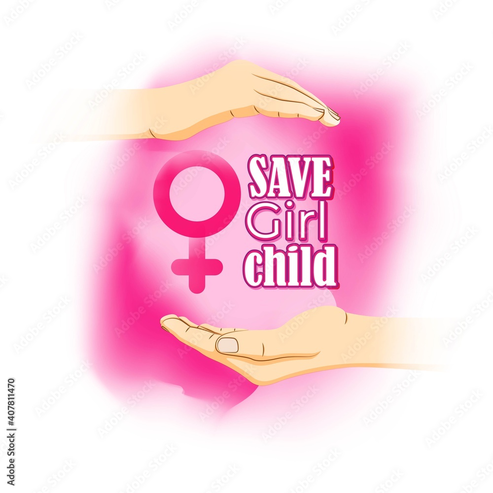 Vector illustration concept of Save Girl Child poster, spreading social ...