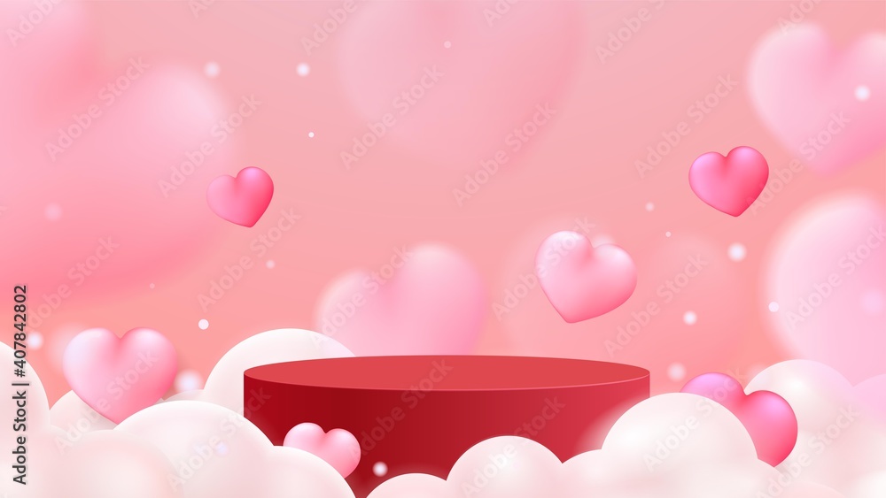 Happy valentine's day podium display. stand mockup product presentation ...