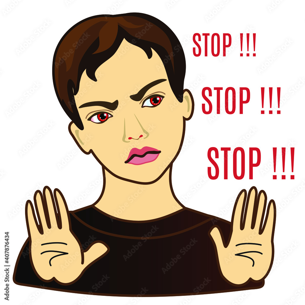 emoticon with a cool strict man that shows the Stop gesture with two ...