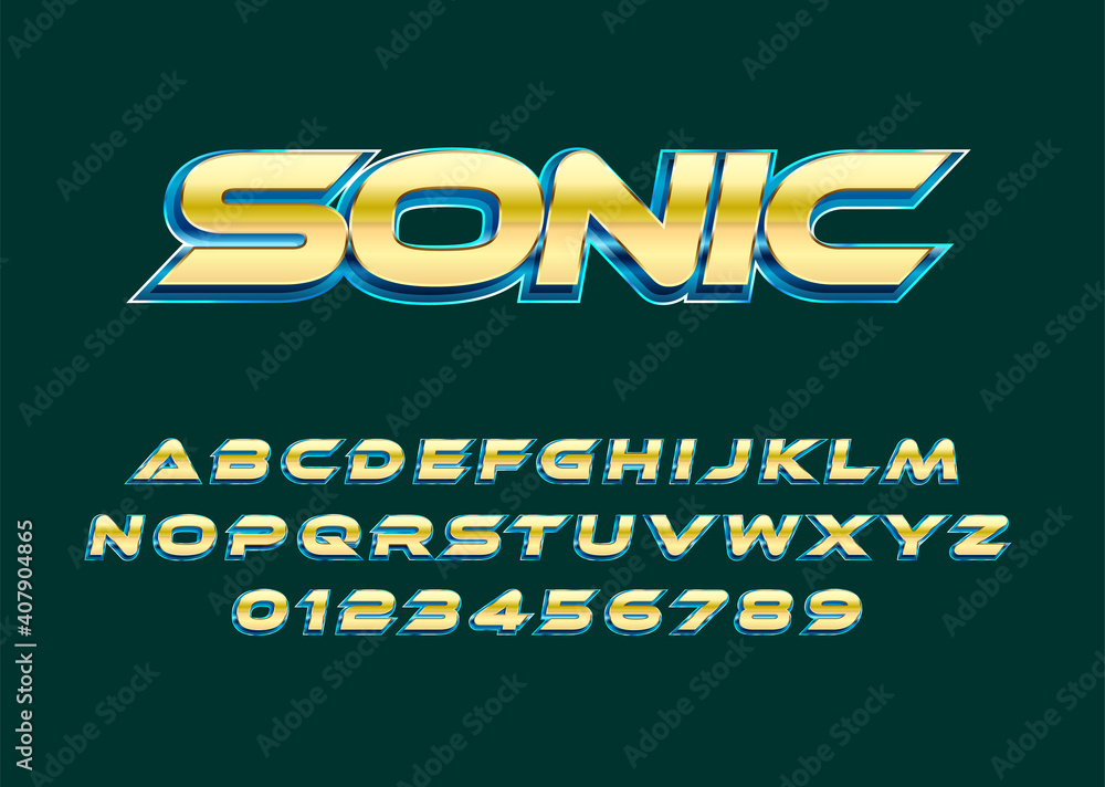 Sonic text effect, Modern bold shiny gold text effect with 3d style ...