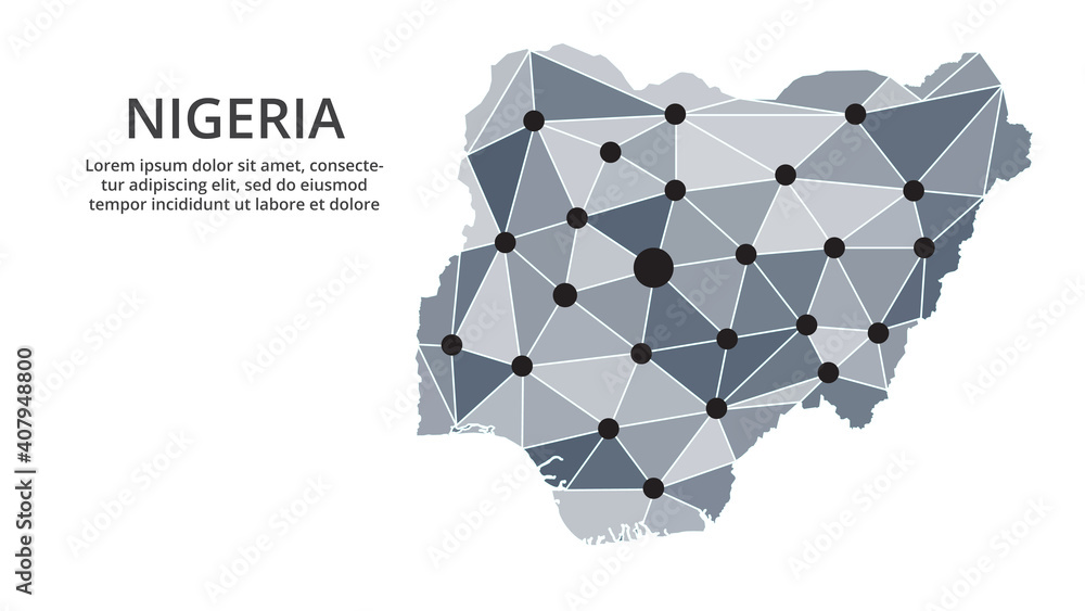 Nigeria communication network map. Vector image of a low poly global ...