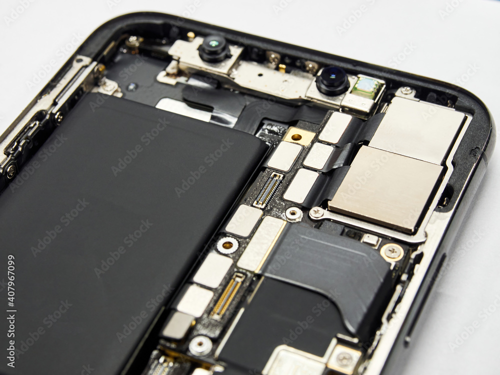 New modern smart phone internal isolated, chip, motherboard, processor ...