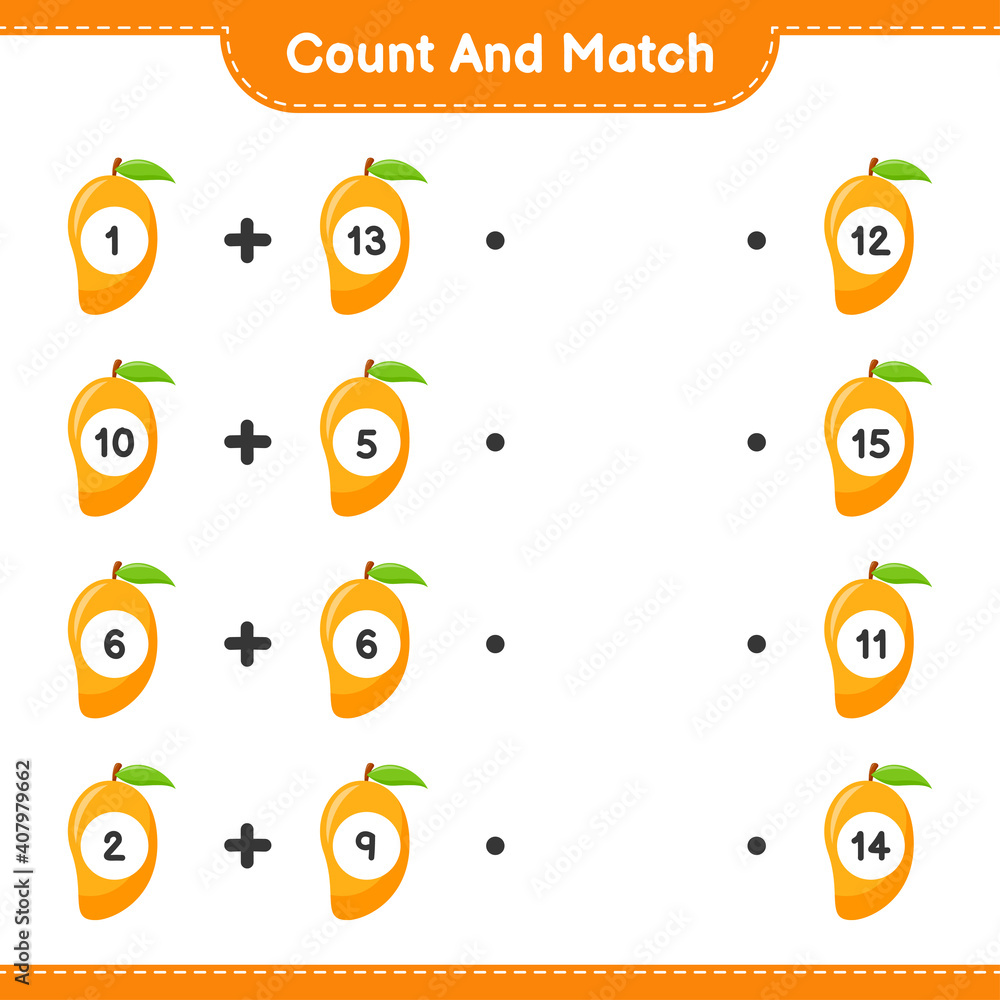 Count and match, count the number of Mango and match with right numbers ...
