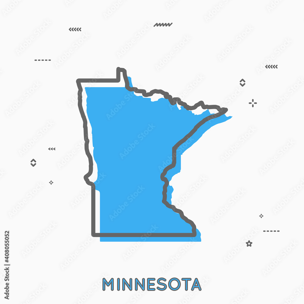 Minnesota map in thin line style. Minnesota infographic map icon with ...