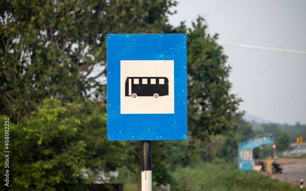 Clear closeup photo of Indian National Highways Bus Stop Road Sign ...