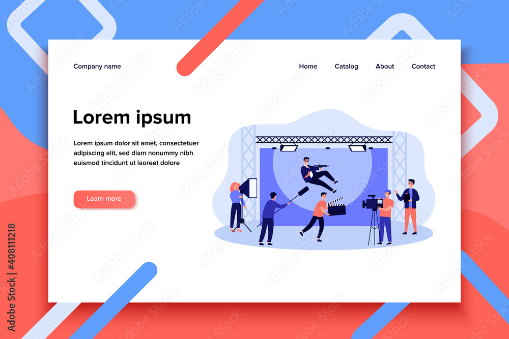 Crew filming new motion movie isolated flat vector illustration ...