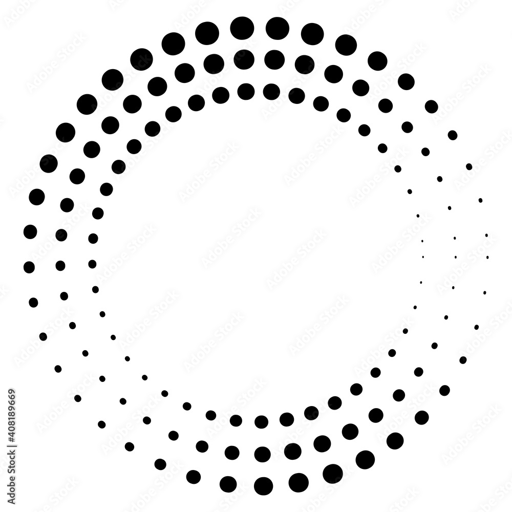 Vector halftone illustration. A circle of dots in semitones. Vintage ...