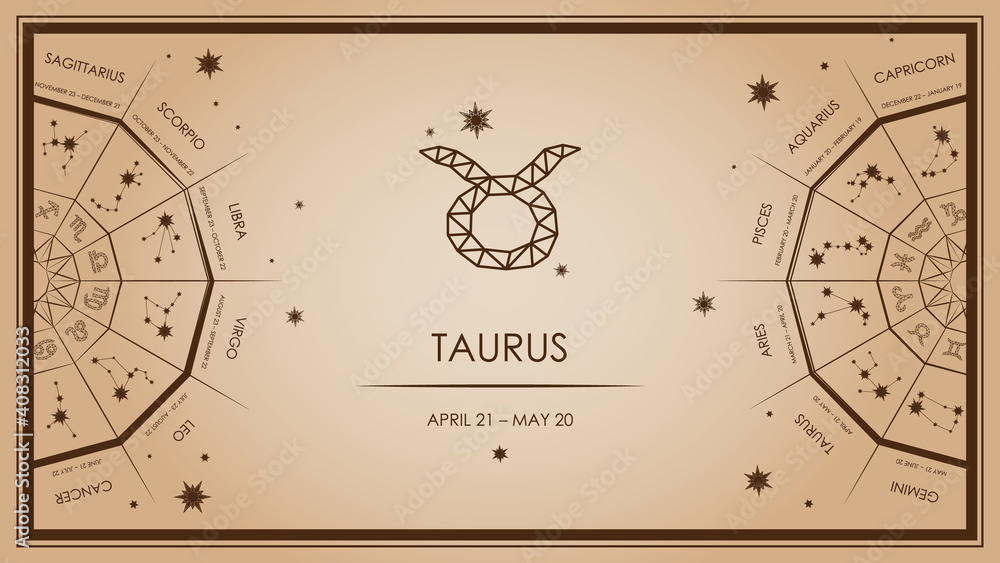 Taurus, zodiac sign. Horoscopes, forecasts. Template and design of the ...