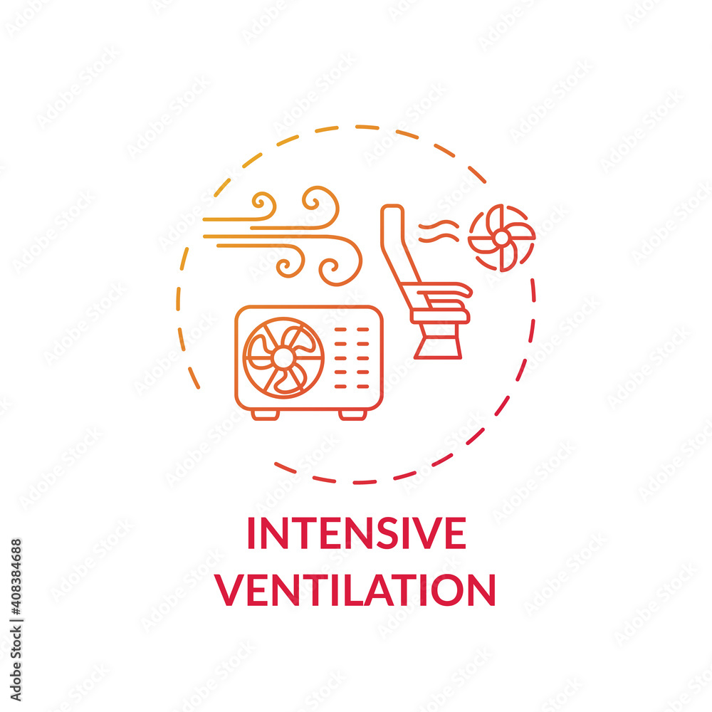 Intensive ventilation concept icon. Air cleaning idea thin line ...