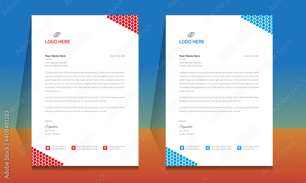 Letterhead format template, business style letterhead design template ...