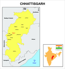 Fototapeta mapa świata dla dzieci Chhattisgarh map. Showing ...