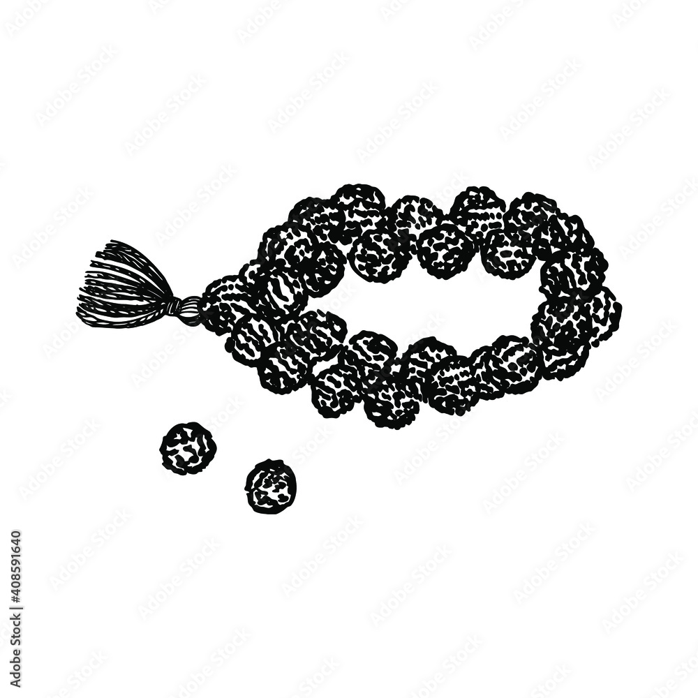 A short rudraksha rosary. For prayer, mantra, meditation, yoga ...
