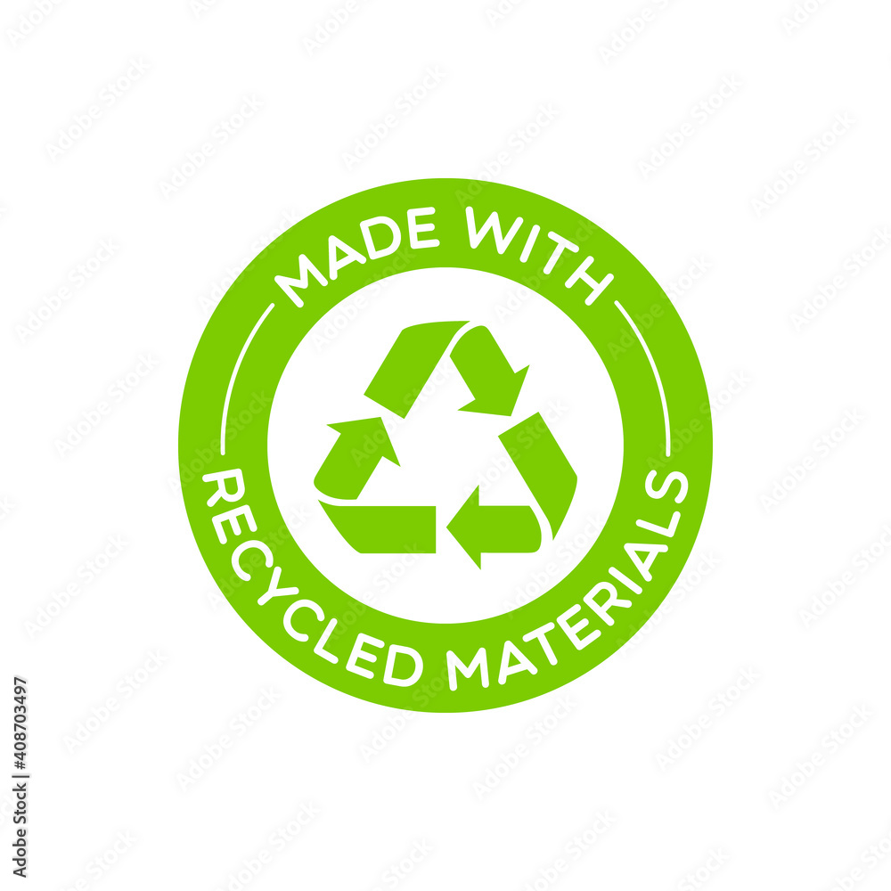 Vector Round Made With Recycled Materials Label Stock Vector | Adobe Stock