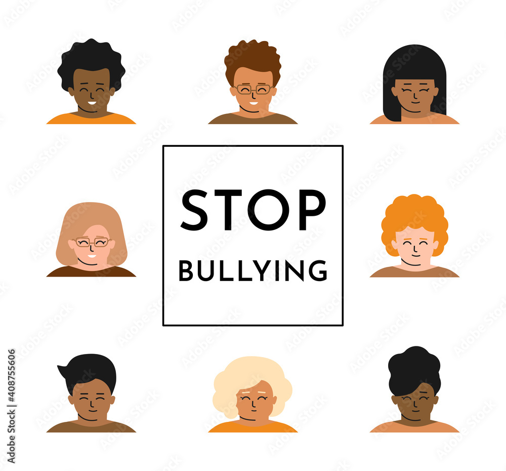 Vector de Stock Vector isolated flat concept. Text in center - Stop ...