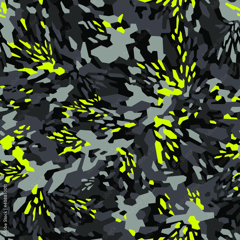 Geometric camouflage texture seamless pattern. Abstract modern military ...