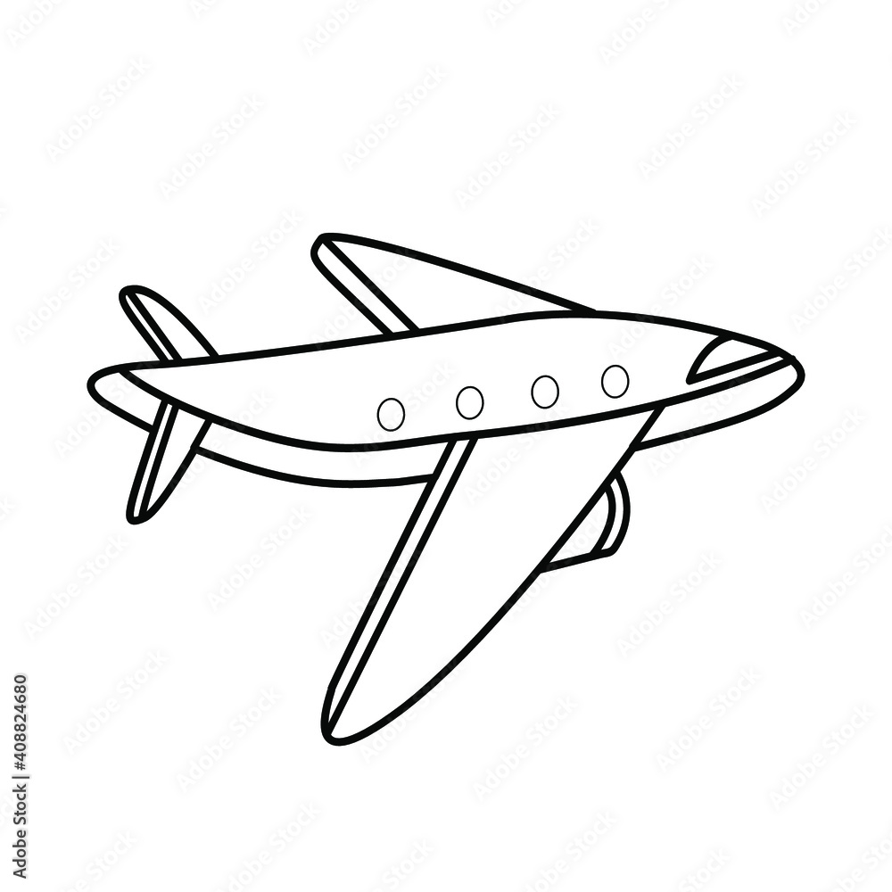 Airplane in a vector style on a white background. Abstract sketch. Line ...